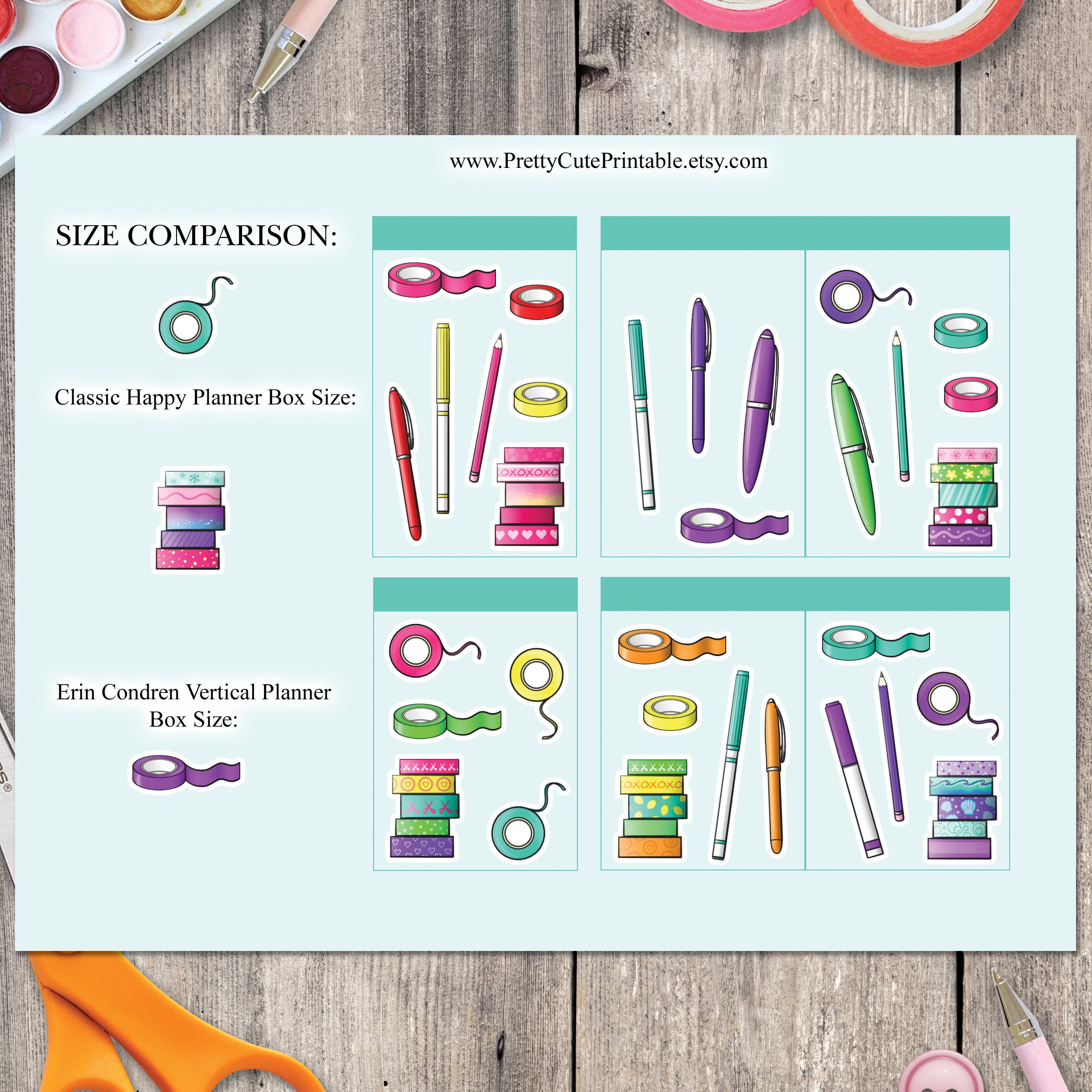 PENS AND MARKERS Printable Planner Stickers/pens/washi Tape/pencils ...