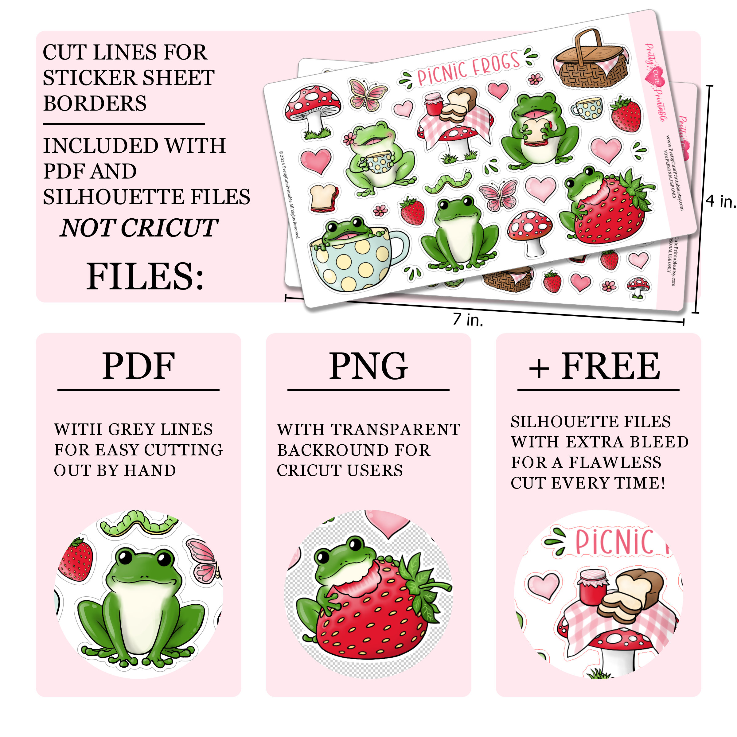 PICNIC FROGS Printable Planner Stickers Cute Frog Stickers for Bullet ...