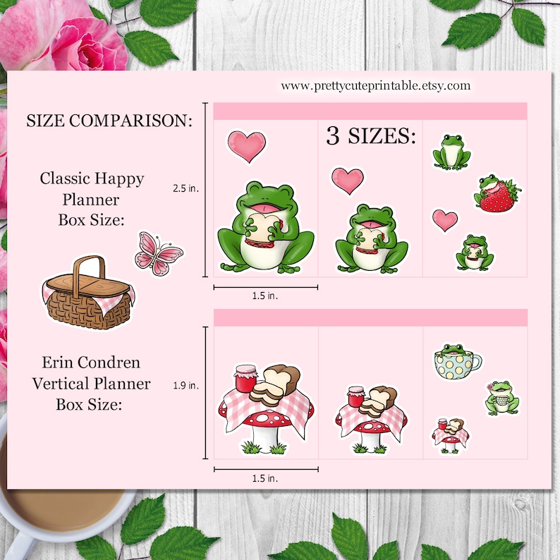 PICNIC FROGS Printable Planner Stickers Cute Frog Stickers for Bullet ...