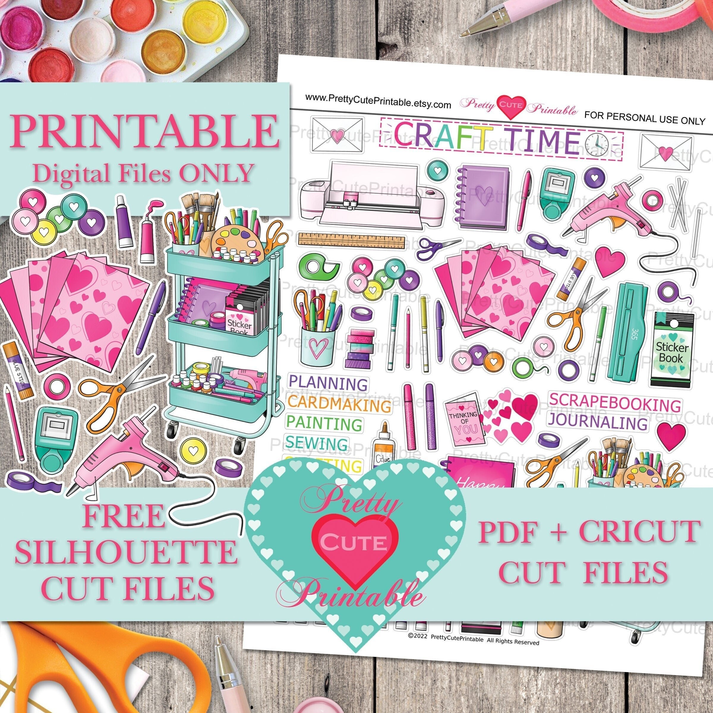 ARTS AND CRAFTS Printable Planner Stickers/craft Cart/cutting | Etsy ...
