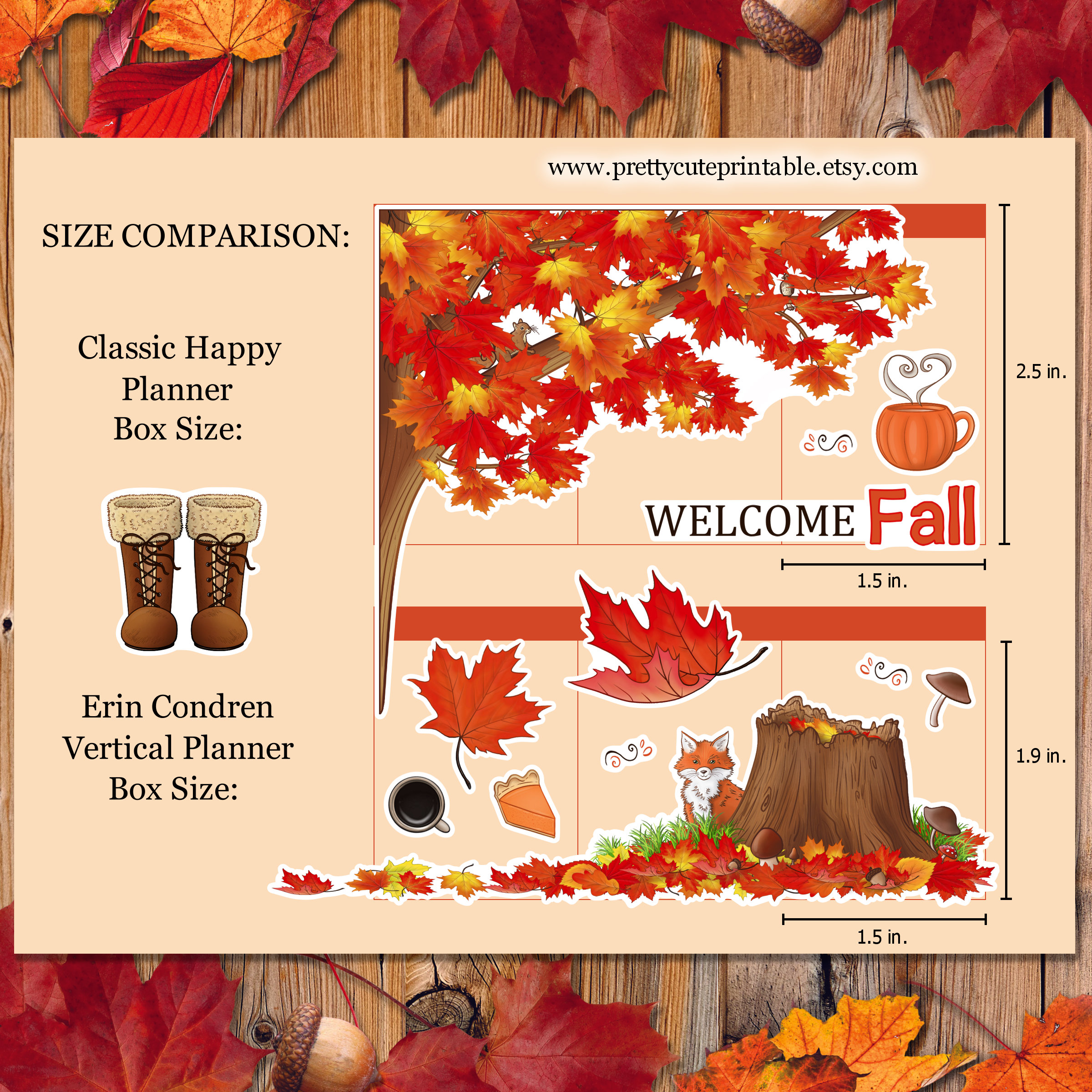 Cozy Fall Printable Planner Sticker Bundle Autumn Themed Bujo Sticker ...
