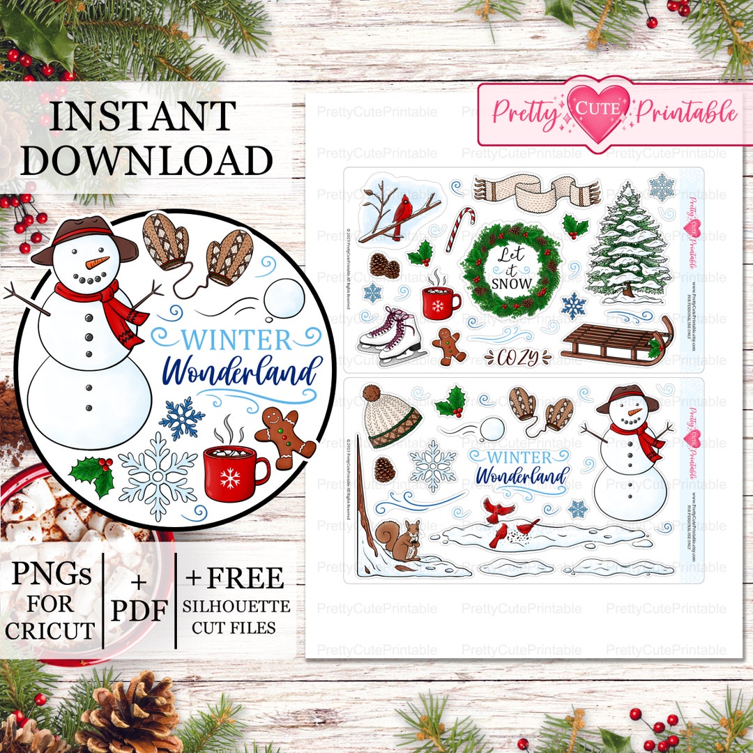 WINTER WONDERLAND Printable Planner Stickers/snowman/snowflakes/snow ...