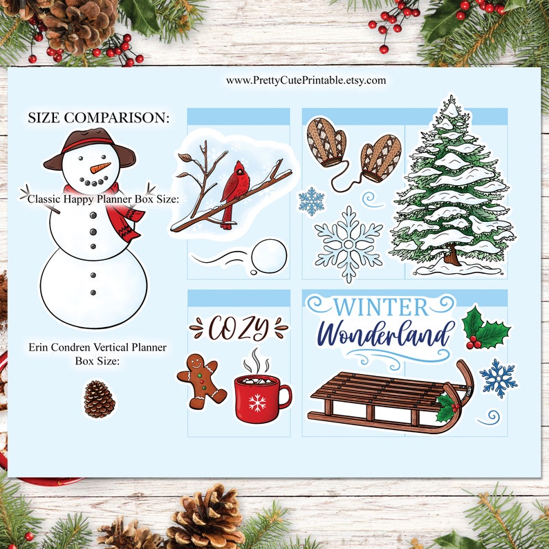 WINTER WONDERLAND Printable Planner Stickers/snowman/snowflakes/snow ...