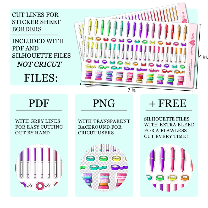 PENS AND MARKERS Printable Planner Stickers/pens/washi Tape/pencils ...