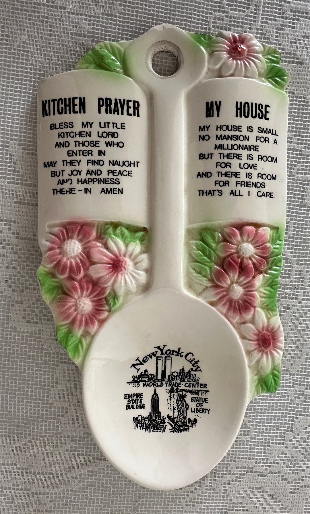 Collectible Vintage MANHATTAN NEW YORK City Kitchen Poems Pink Daisies ...
