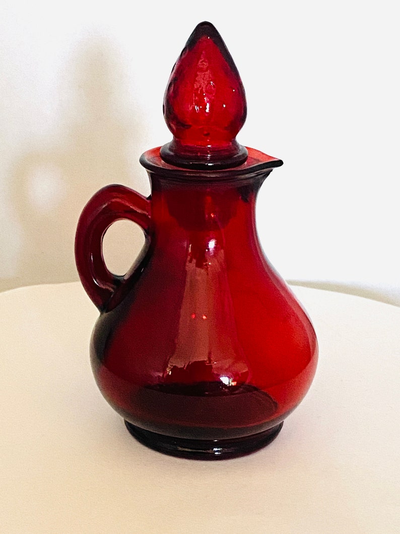 Collectible Vintage RUBY RED Pressed Glass Handle Cruet W/ - Etsy
