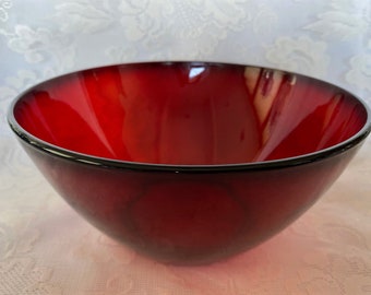 Large Red Glass Bowl | Etsy