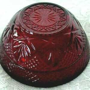 Collectible Vintage RUBY RED Pressed Glass Serving Bowl Made in FRANCE ...