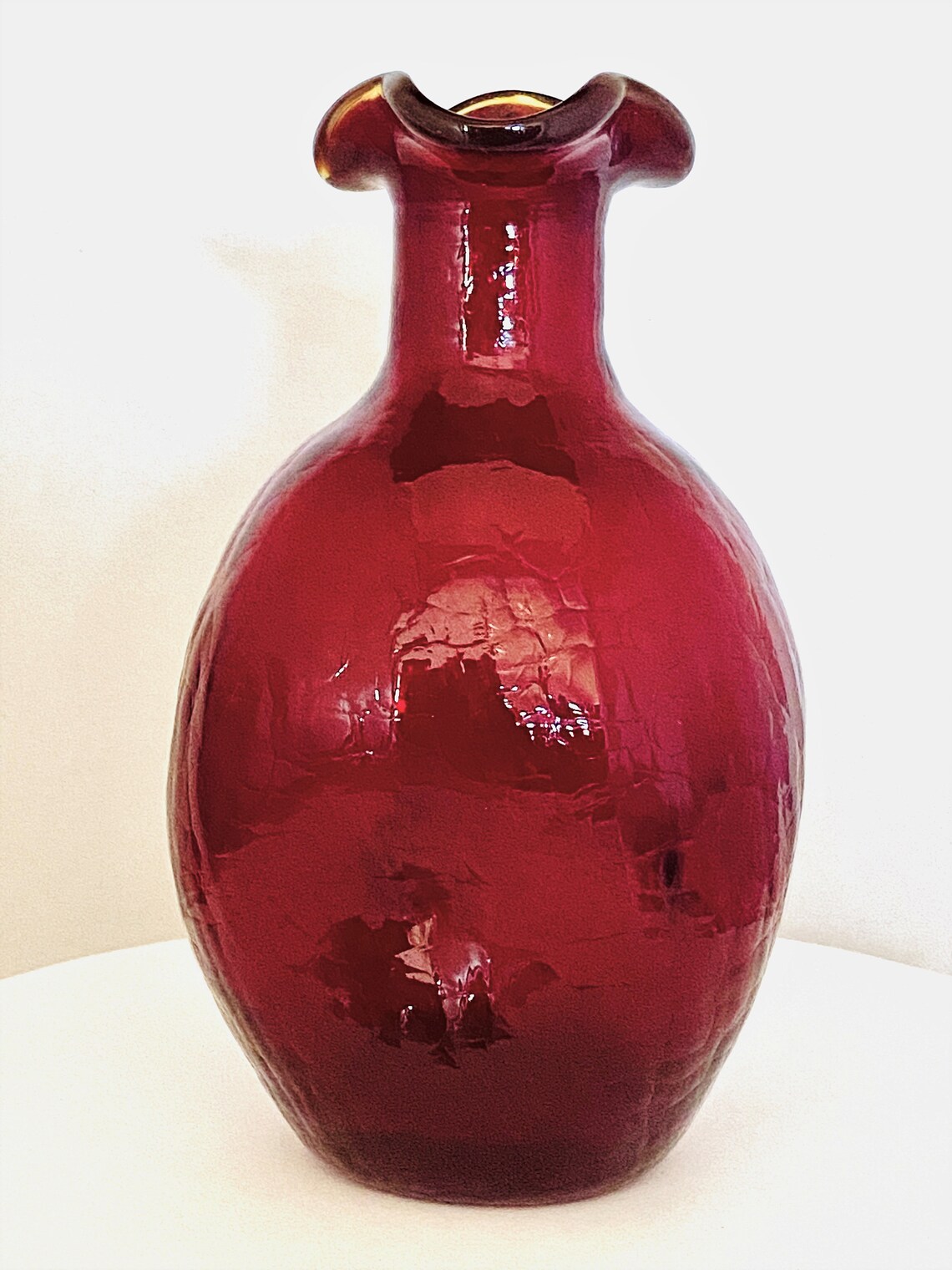 Collectible Vintage Ruby Red Hand Blown Art Glass Dimple - Etsy