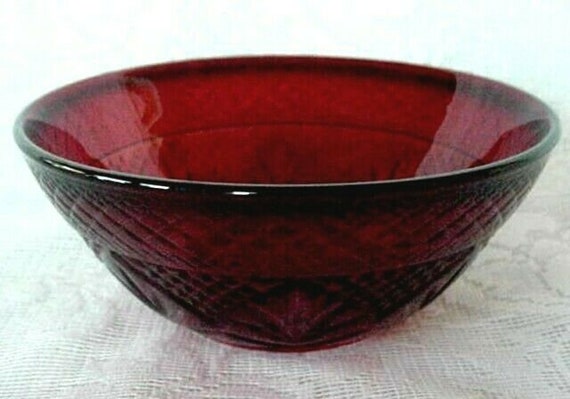 Collectible Vintage RUBY RED Pressed Glass Serving Bowl Made - Etsy