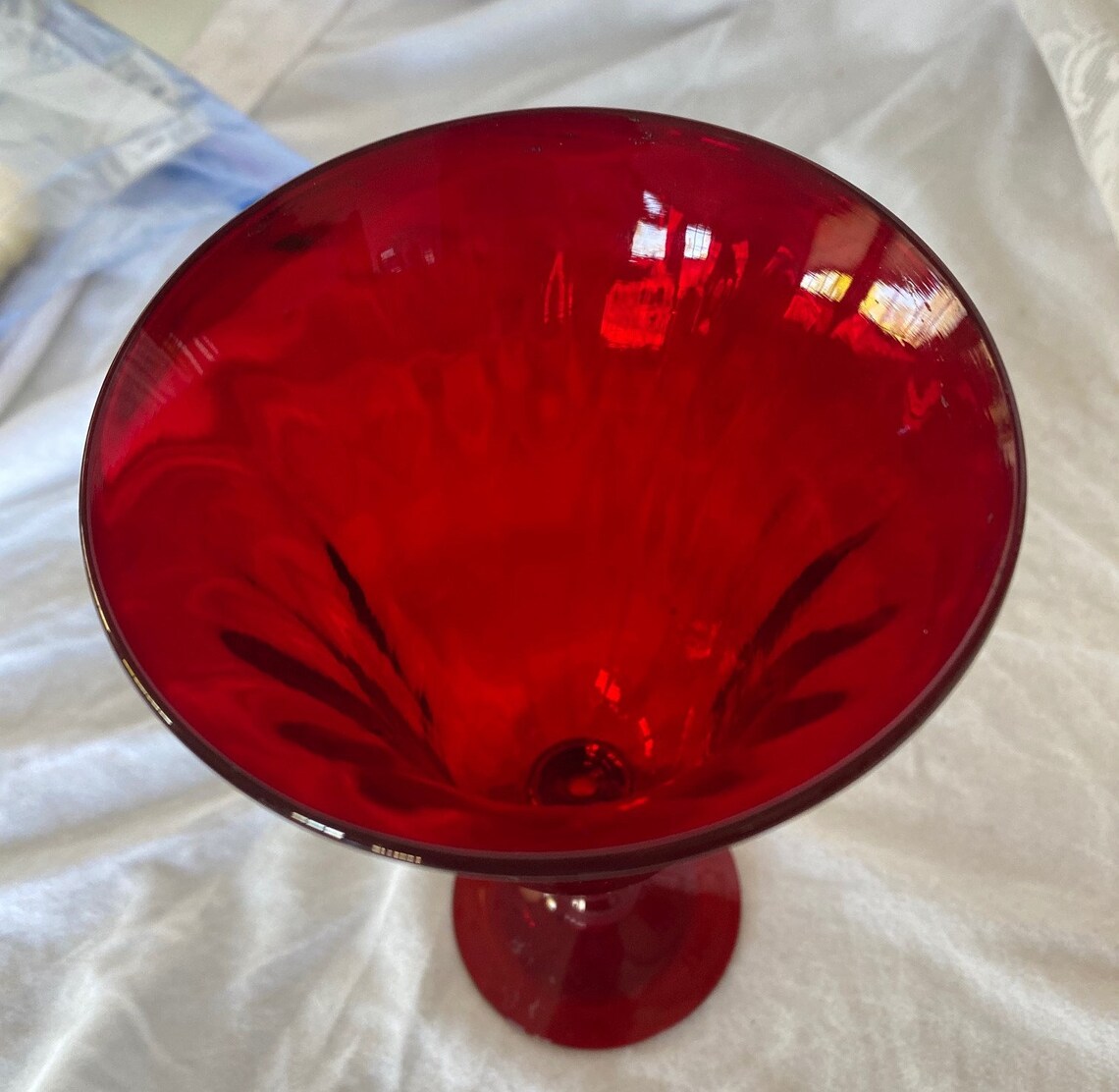 Collectible Vintage Tall Hand Blown RUBY RED Hand Blown Optic - Etsy