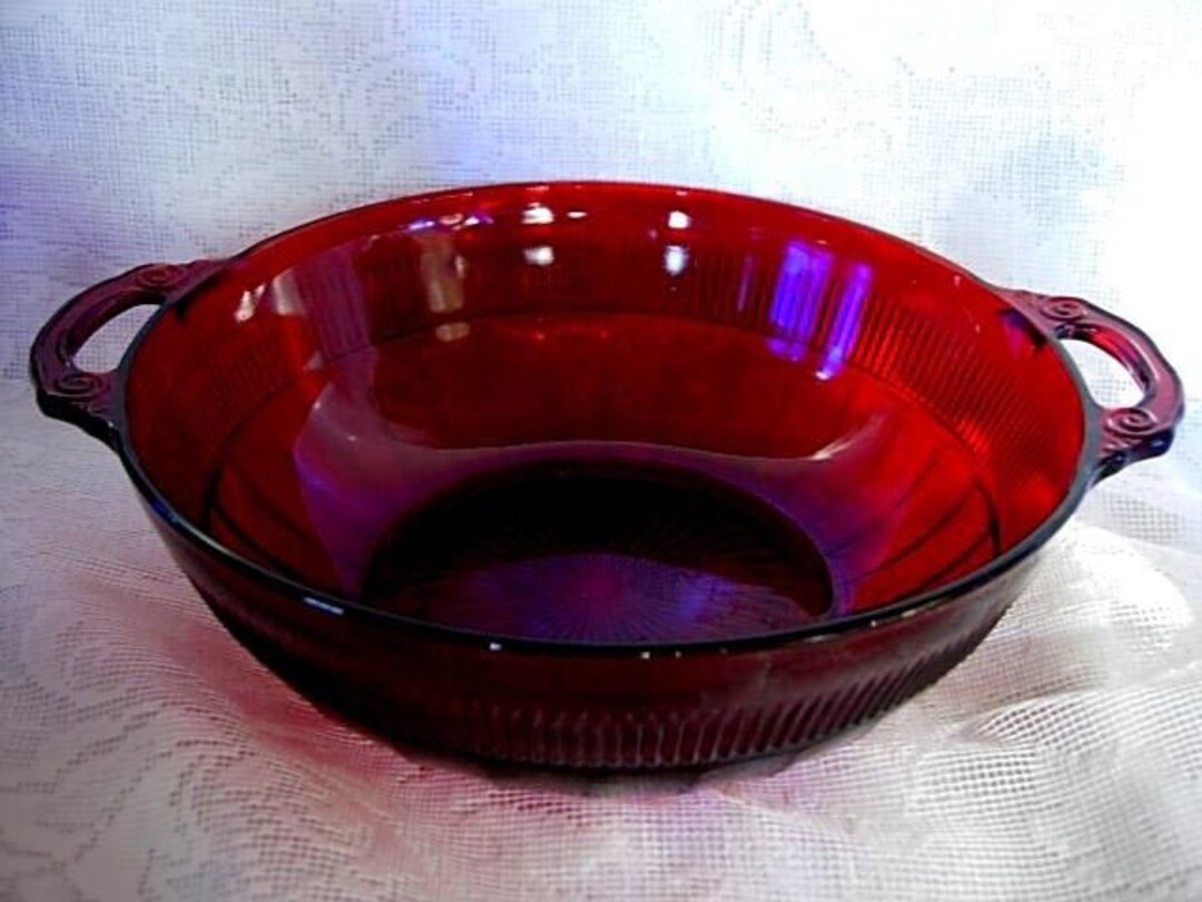 Collectible Vintage ANCHOR HOCKING ROYAL Ruby Red Pressed Glass 7 7/8 ...