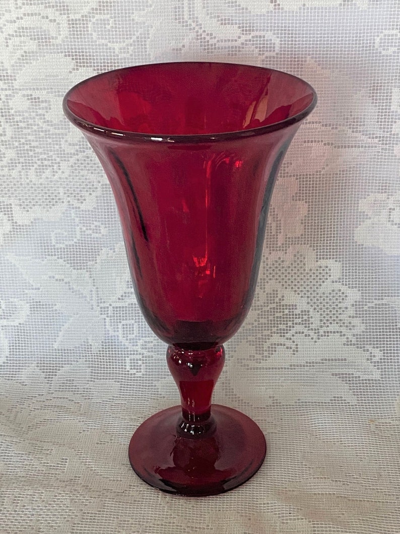 Collectible Vintage Tall Hand Blown RUBY RED Hand Blown Optic - Etsy