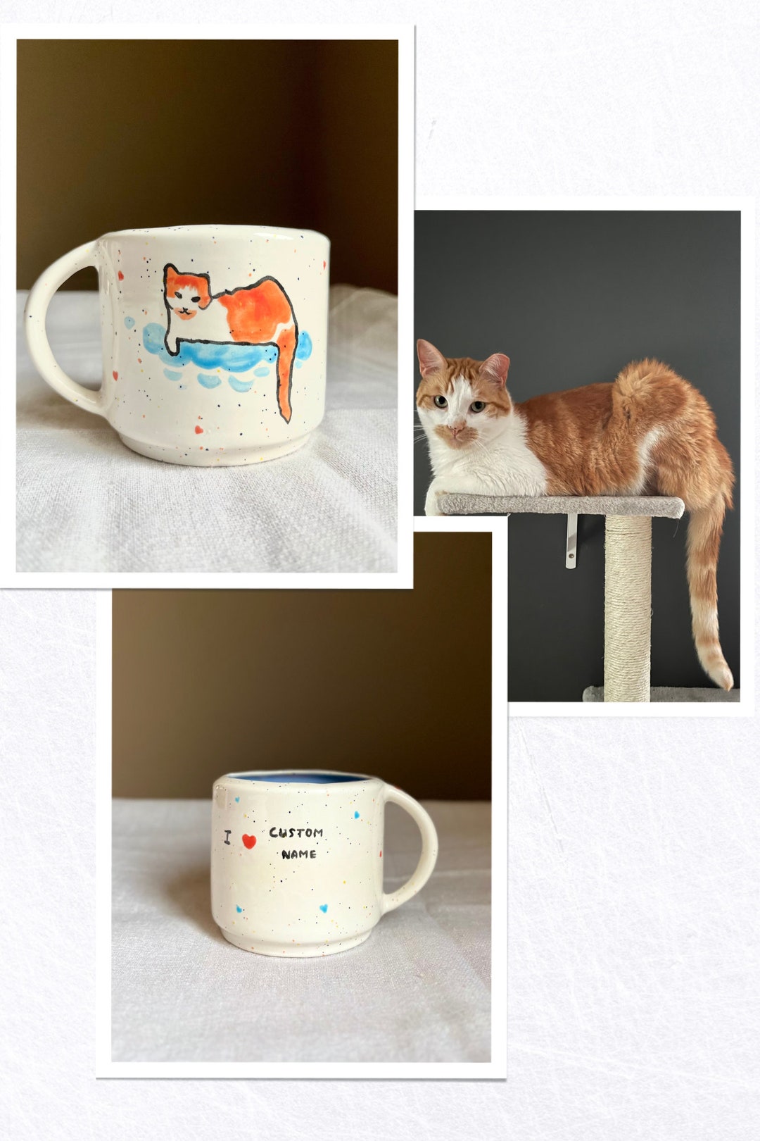 Personalized CUSTOM Cat Cartoon Mug of Your Cat | Handmade Ceramic Mug ...
