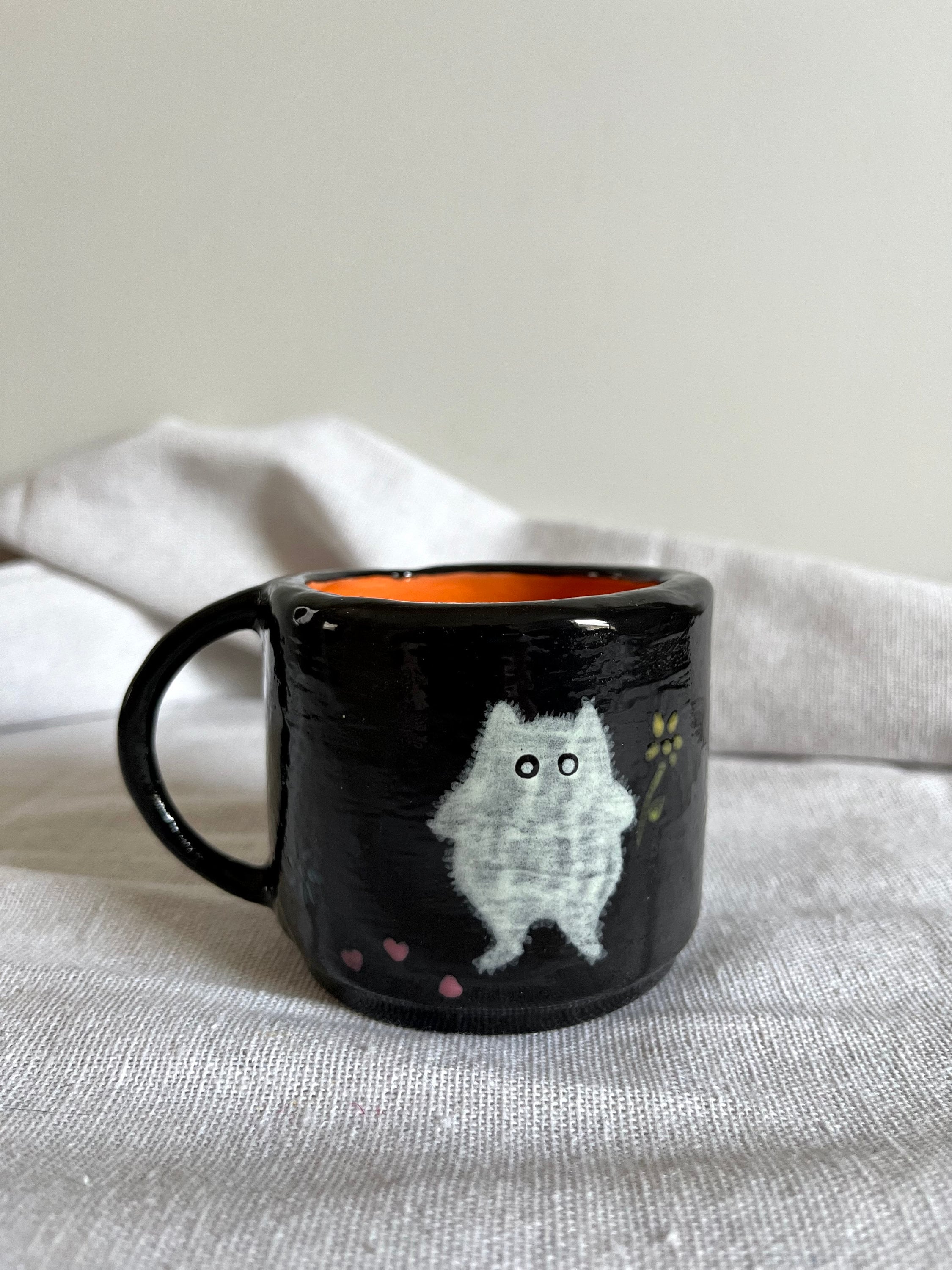 Adorable Cat Handmade Mug Handmade Ceramic Cup Funny and Unique Cat ...