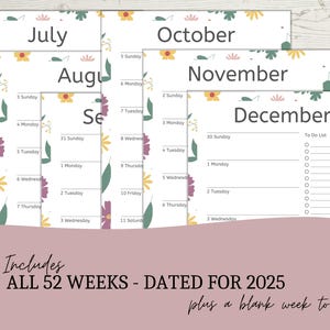 Floral Dated Planner for 2025 | Printable, Digital Planner, 2025 ...