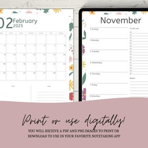 Floral Dated Planner for 2025 | Printable, Digital Planner, 2025 ...