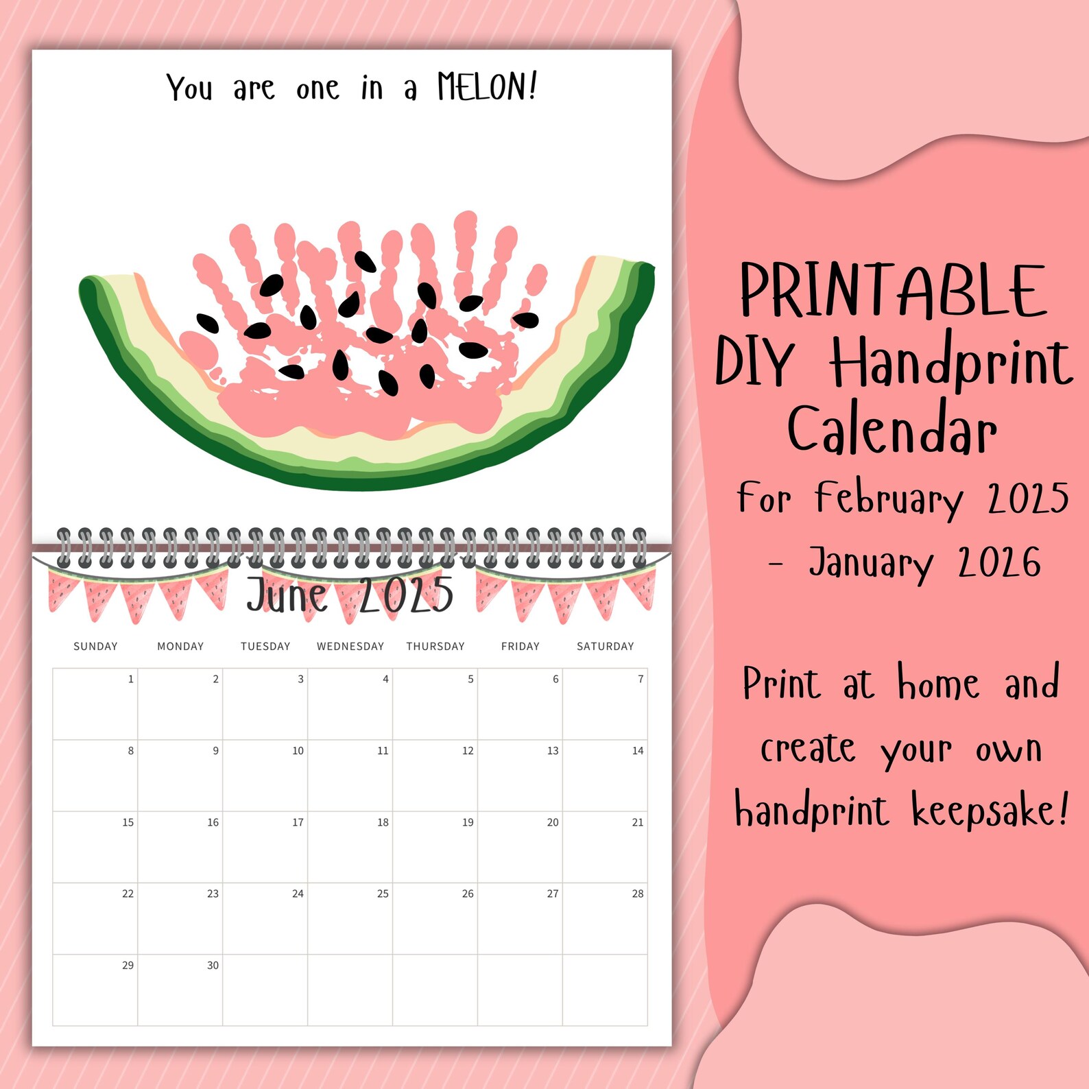 Printable DIY Handprint Calendar for Kids Handprints for February 2025 ...