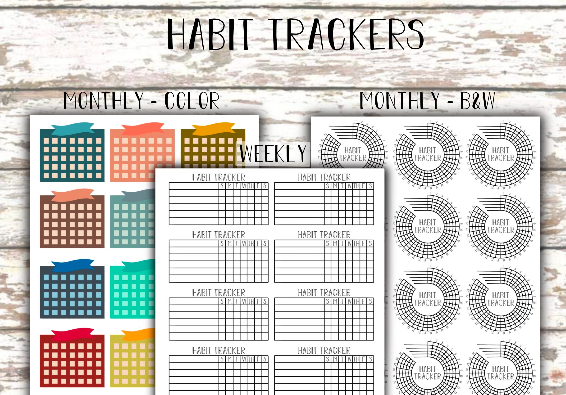 Habit Tracker Sticker Printables, AND Digital Planner Stickers, Monthly ...