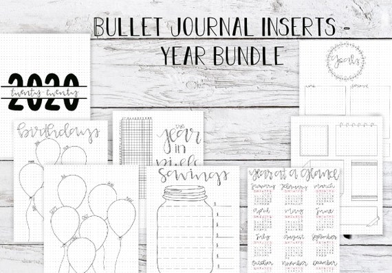 Yearly Bullet Journal Inserts Bundle 2020 updated yearly | Etsy