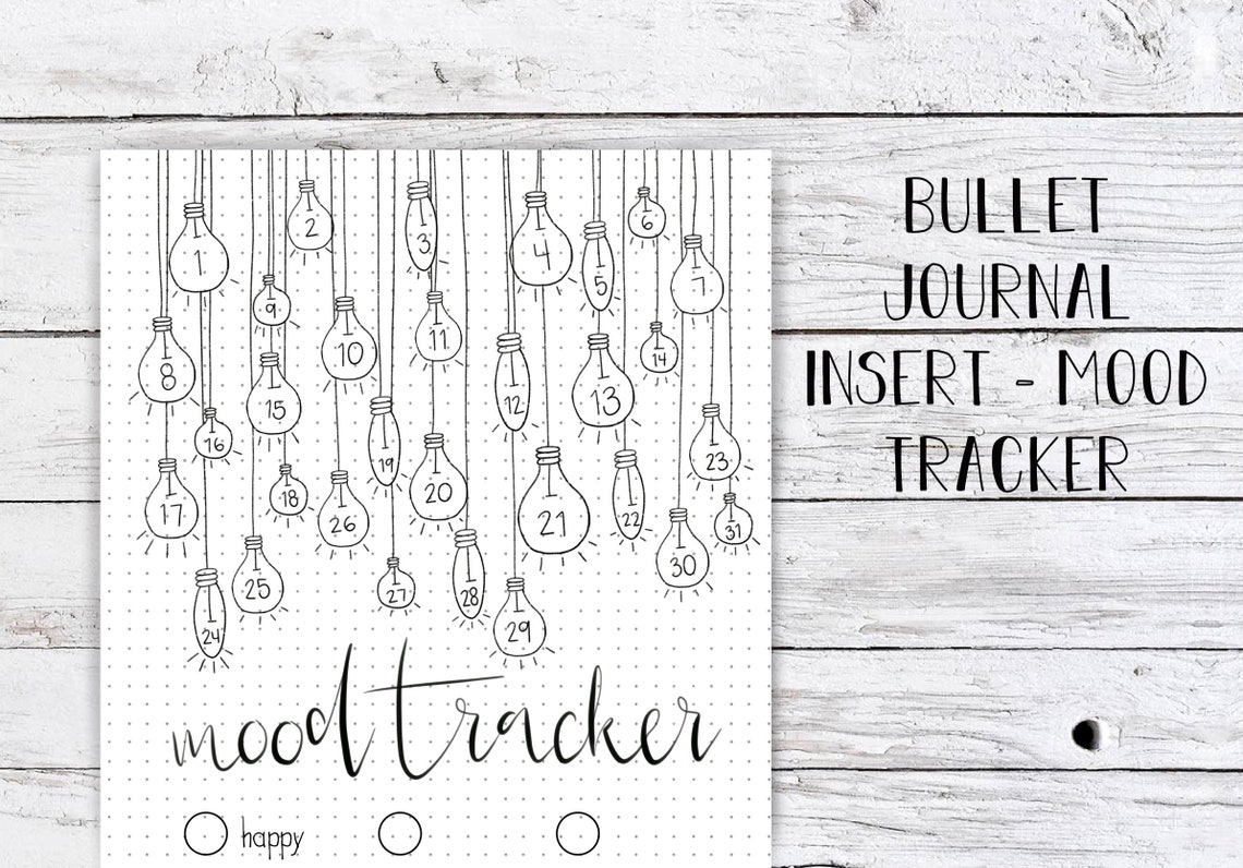 Mood Tracker Bullet Journal Insert Mood Tracker Instant - Etsy