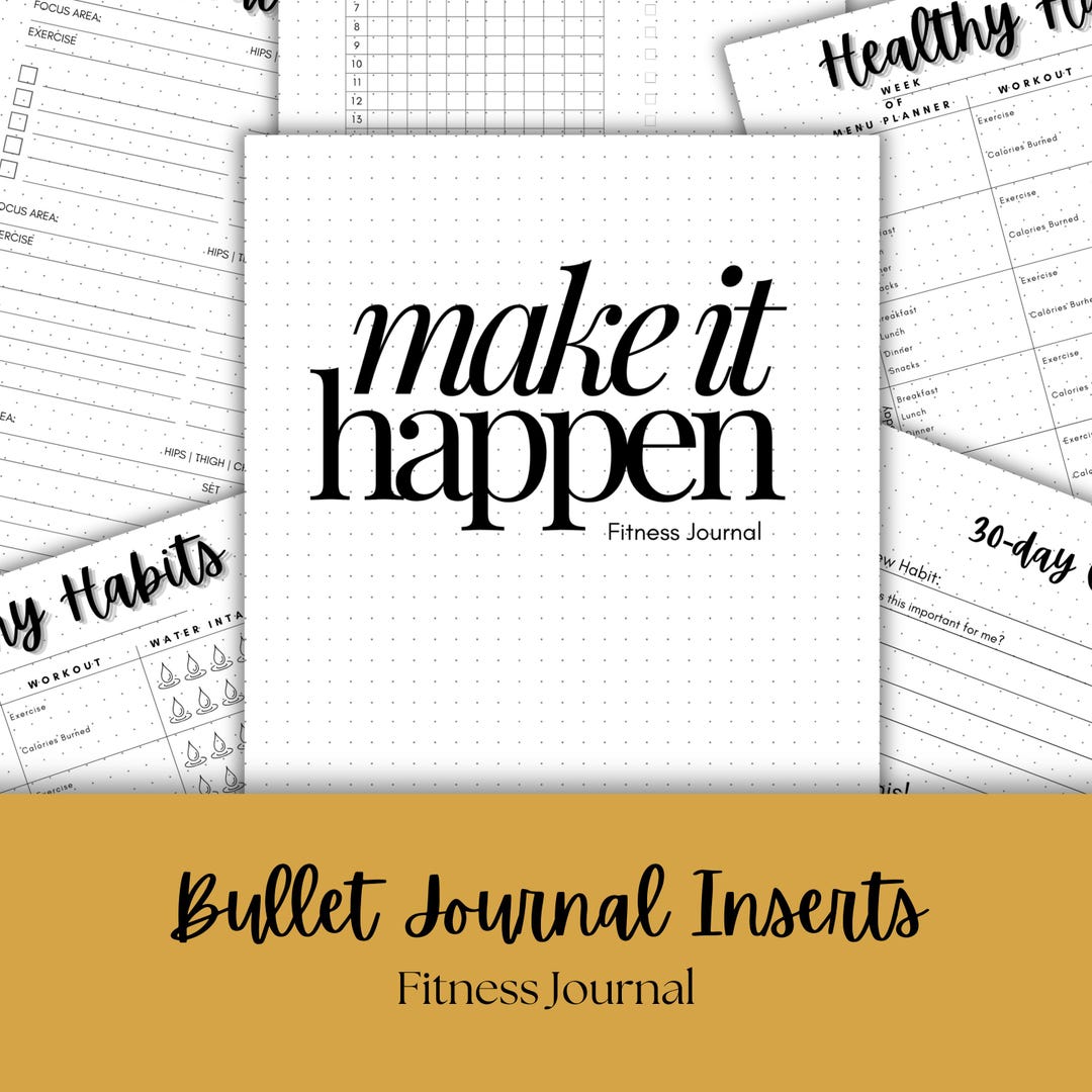 Fitness Journal Bullet Journal Inserts - Fitness Journal | Digital ...