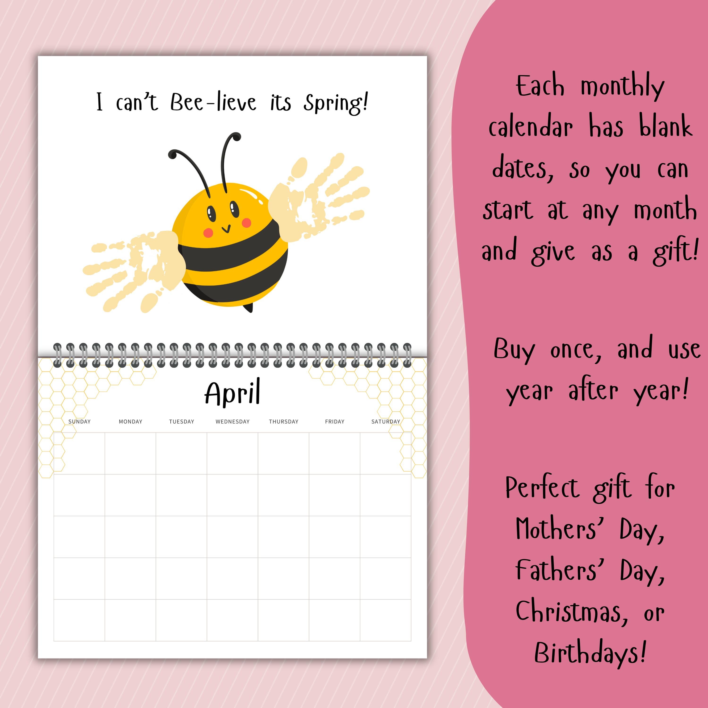 Printable DIY Handprint Calendar for Kids Handprints With Blank Dates ...