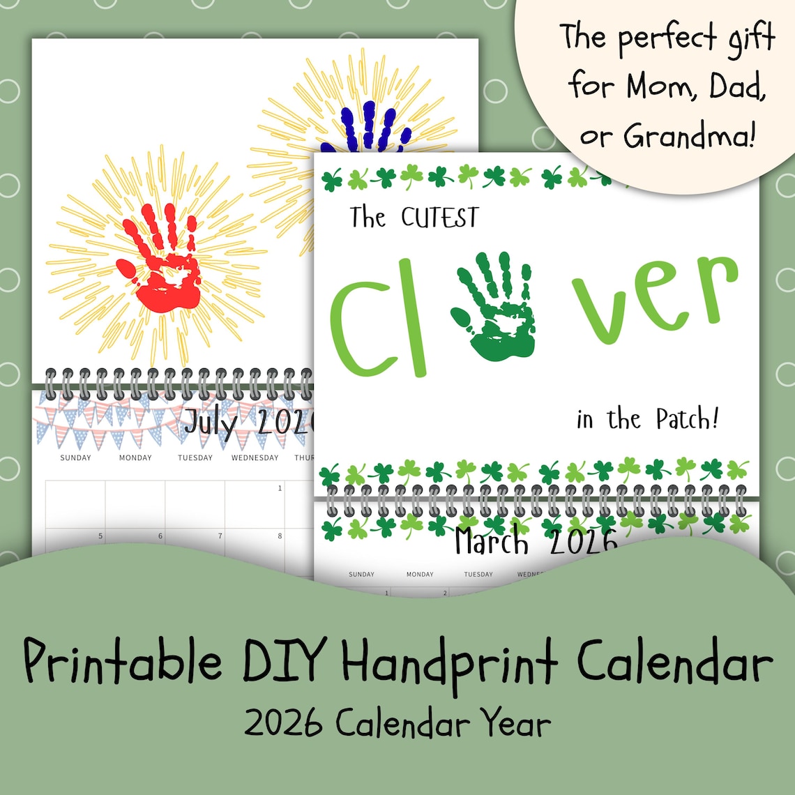 Printable DIY Handprint Calendar for Kids Handprints - 2026 | Christmas ...