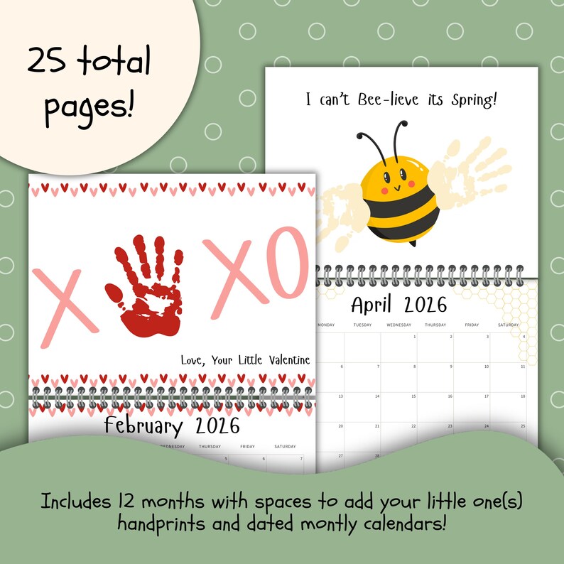 Printable DIY Handprint Calendar for Kids Handprints - 2026 | Christmas ...