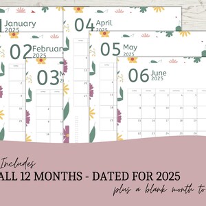 Floral Dated Planner for 2025 | Printable, Digital Planner, 2025 ...