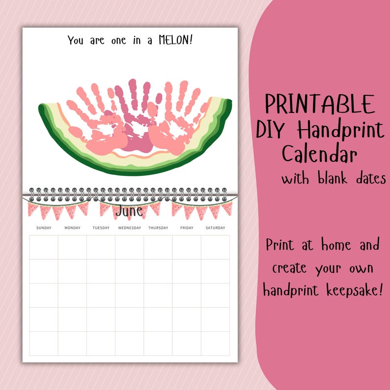 Printable DIY Handprint Calendar for Kids Handprints With Blank Dates ...