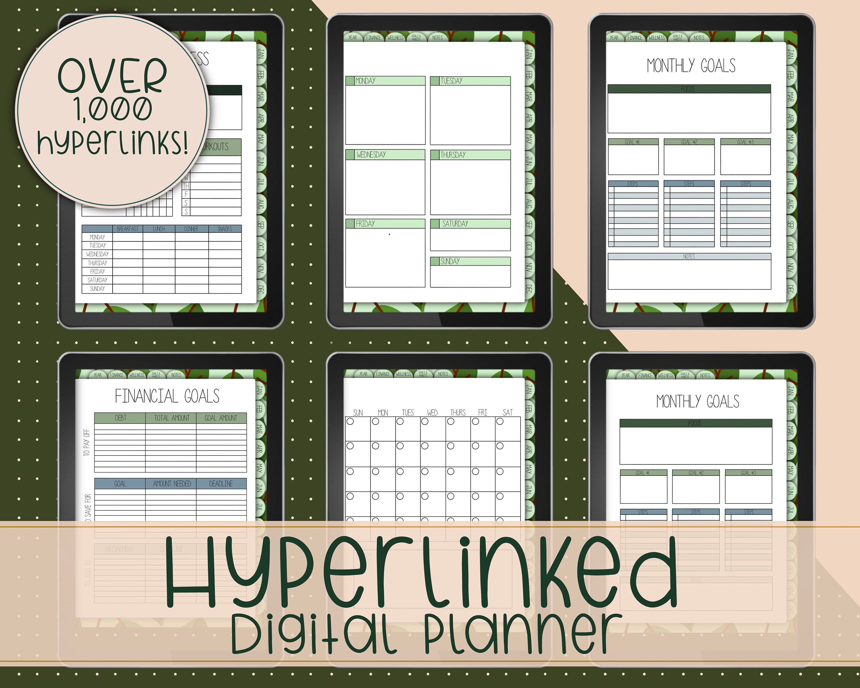 HYPERLINKED Digital Planner for Ipad, Tablet | Goodnotes, Notability ...