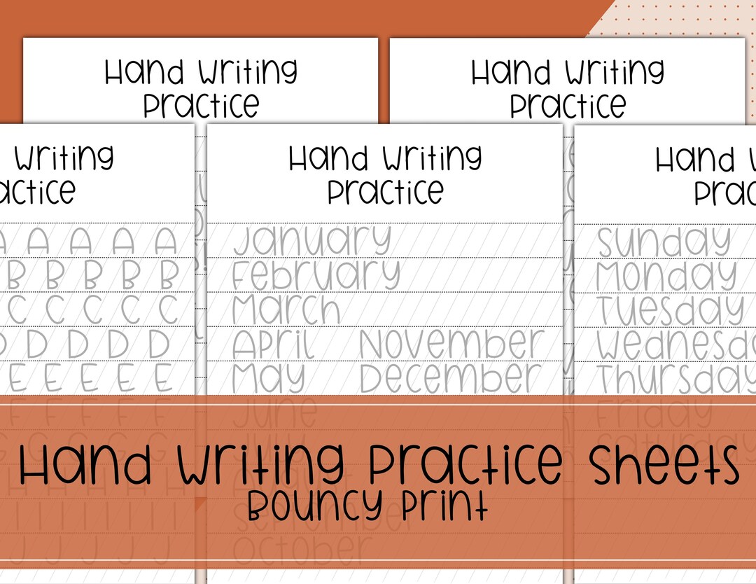 Hand Writing Practice Sheets Bouncy Print Handwriting Digital Download ...
