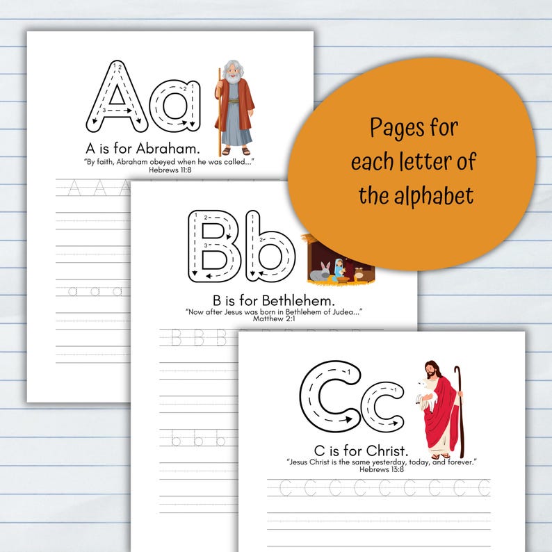Printable Bible-themed Handwriting Practice for Kids | Abcs of the ...