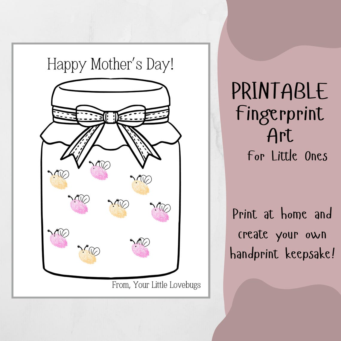Printable DIY Fingerprint Art for Kinds | Handprint Keepsake Printable ...