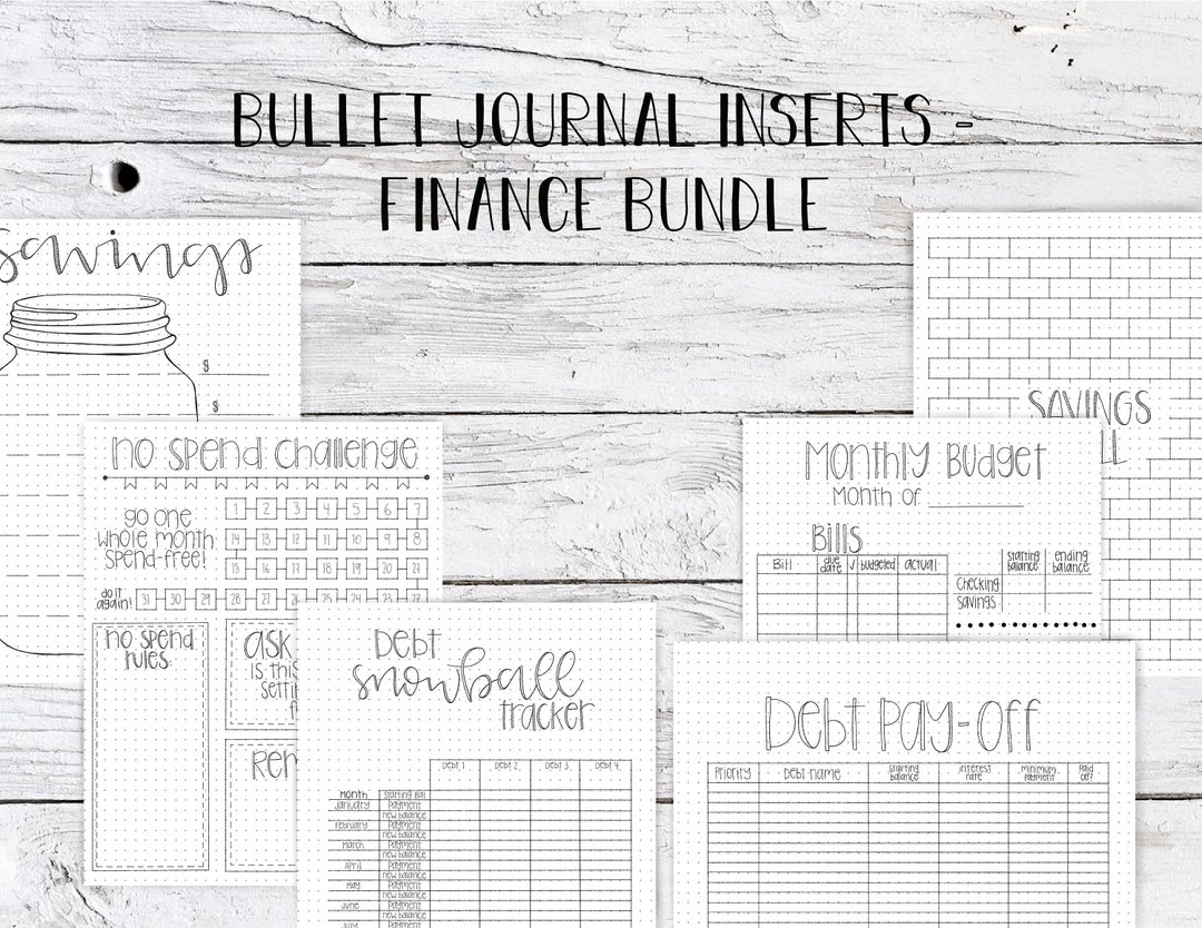 Finances Bullet Journal Inserts - Finances Bundle, Debt Tracker ...