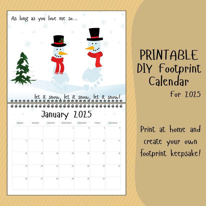 Printable DIY Footprint 2025 Calendar for Kids Footprints | Footprint ...