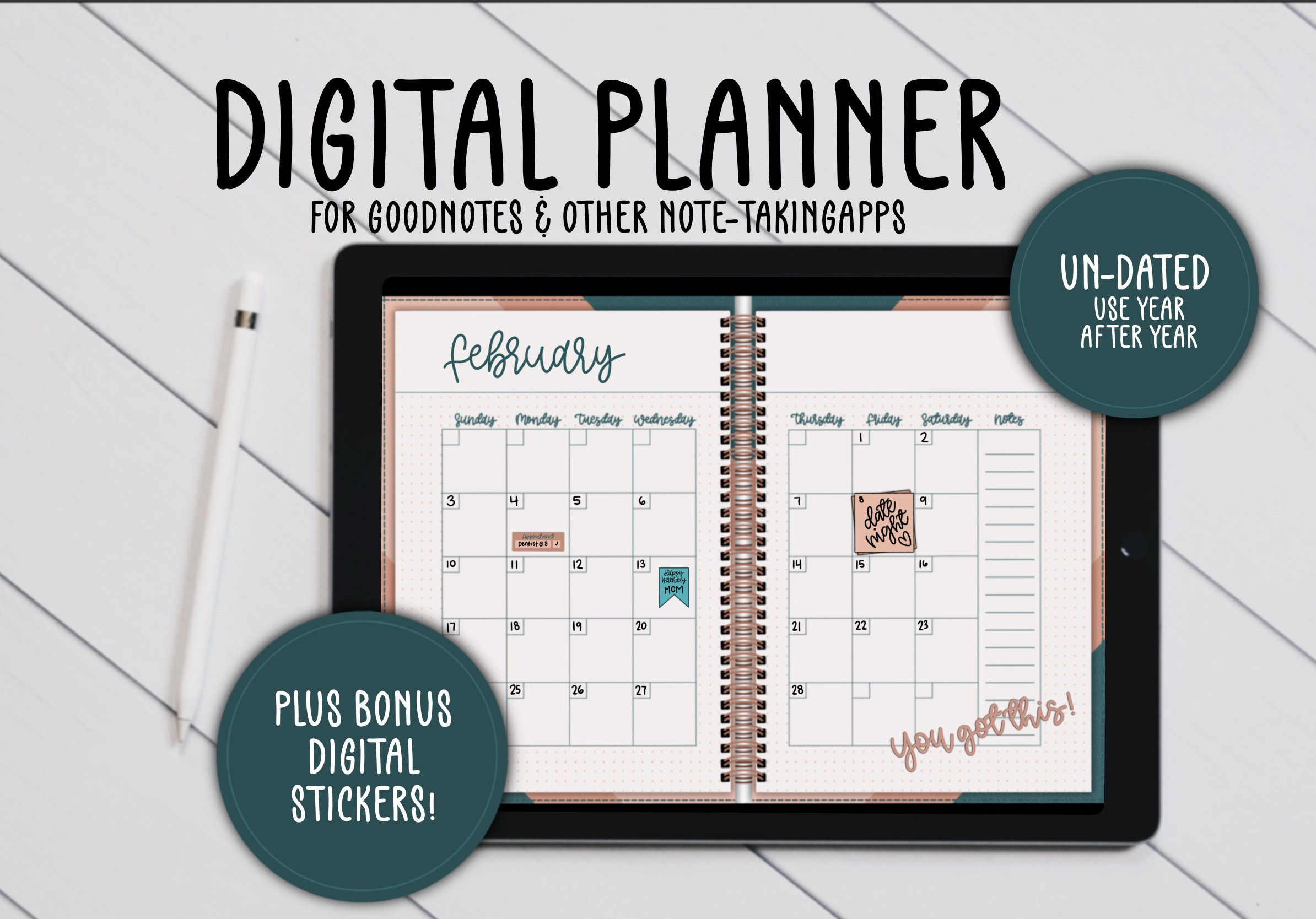 DIGITAL PLANNER for Ipad, Tablet | Goodnotes, Notability, Note-taking ...