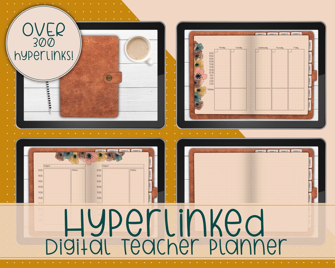 HYPERLINKED Digital Teacher Planner, 9 Week Lesson Planner, Weekly ...