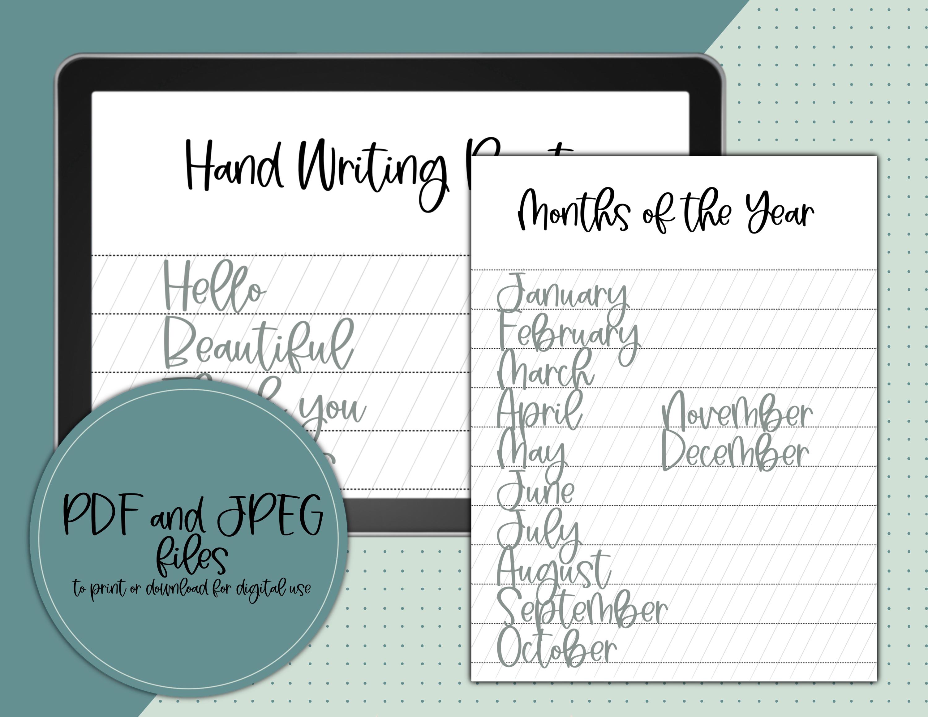 Hand Writing Practice Sheets - Bouncy Cursive Handwriting | Digital ...