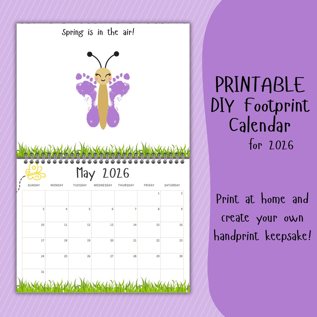 Printable DIY Footprint 2026 Calendar for Kids Footprints | Footprint ...
