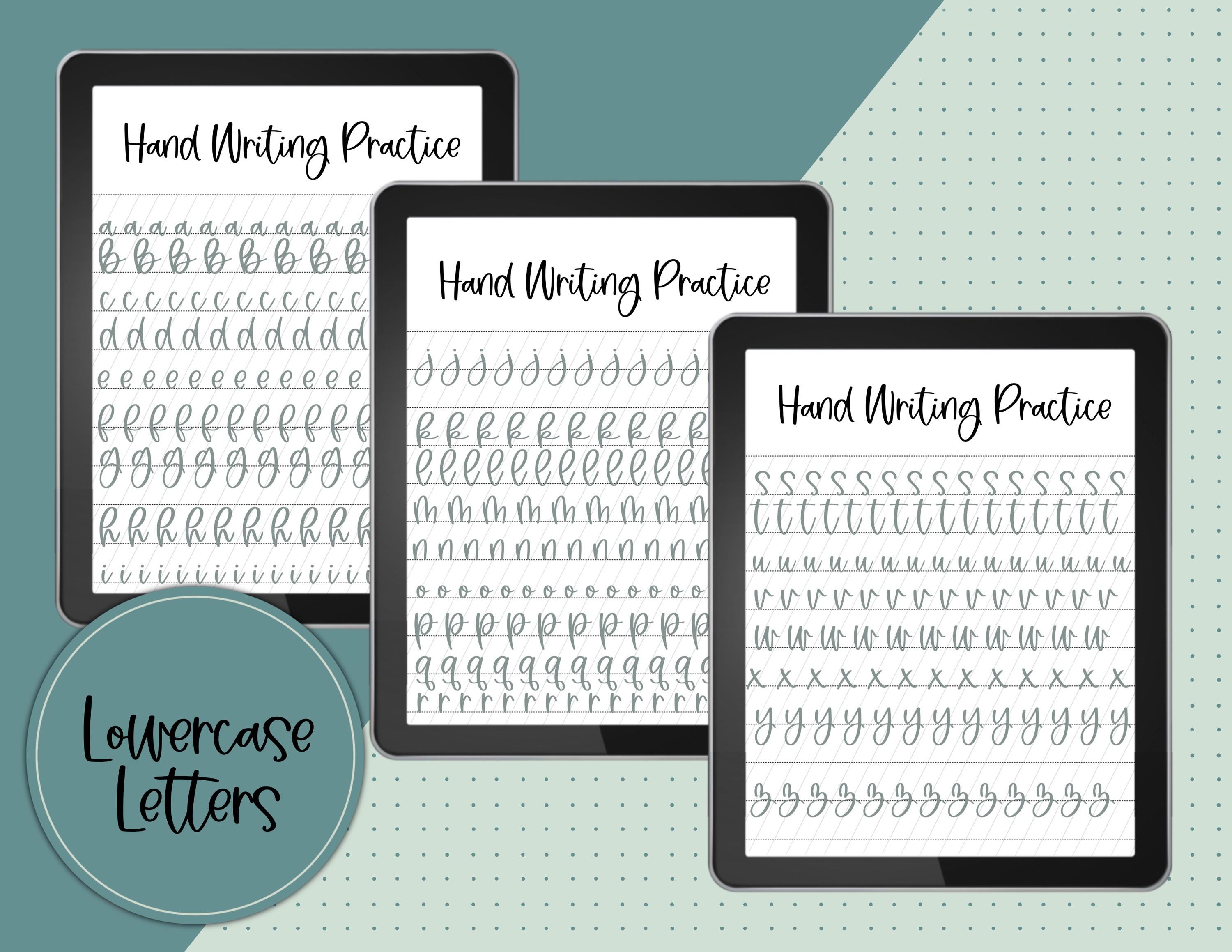 Hand Writing Practice Sheets - Bouncy Cursive Handwriting | Digital ...