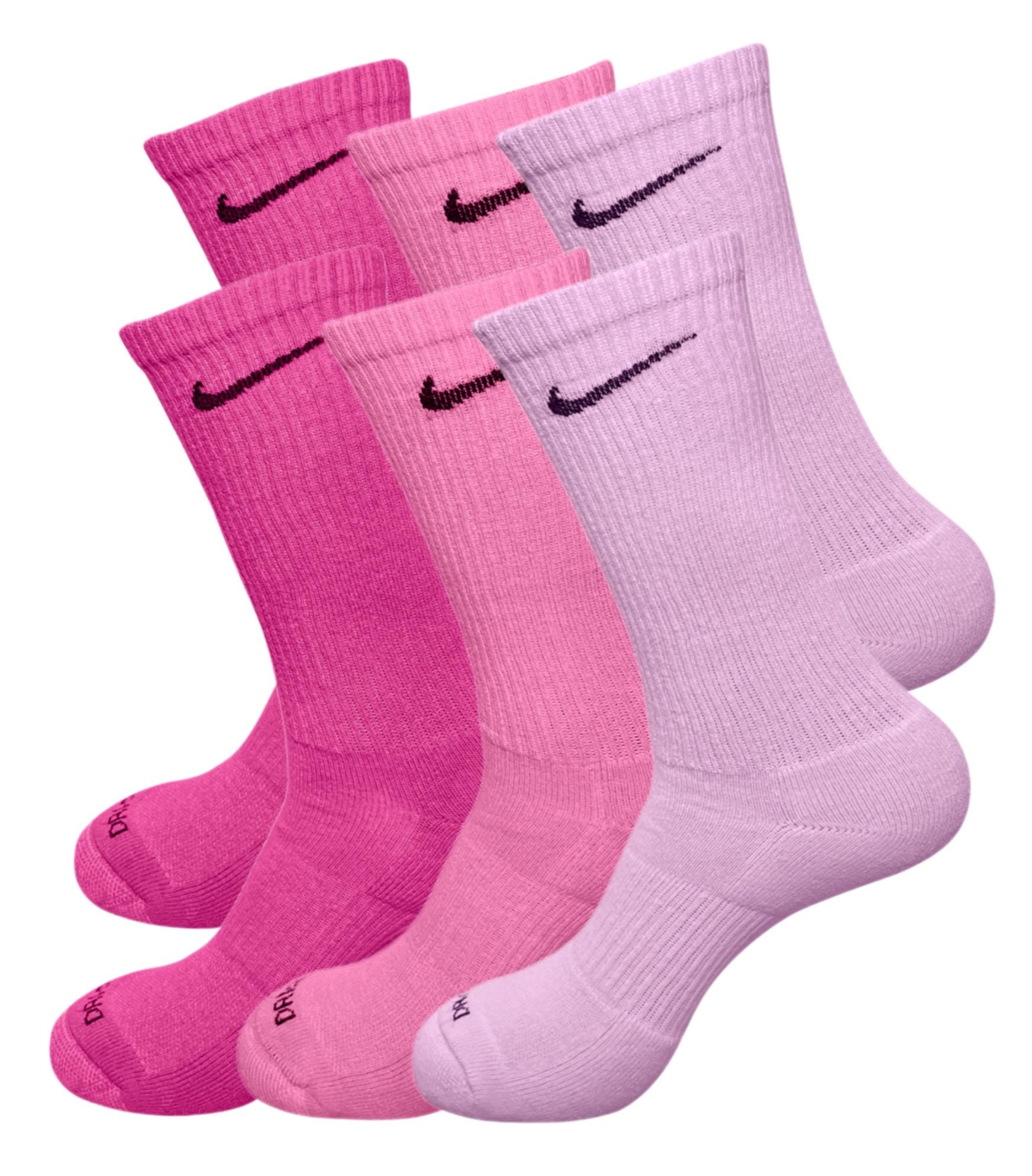 3 Pack Nike Solid Dye Dri Fit Crew Socks Pink Pack Etsy UK