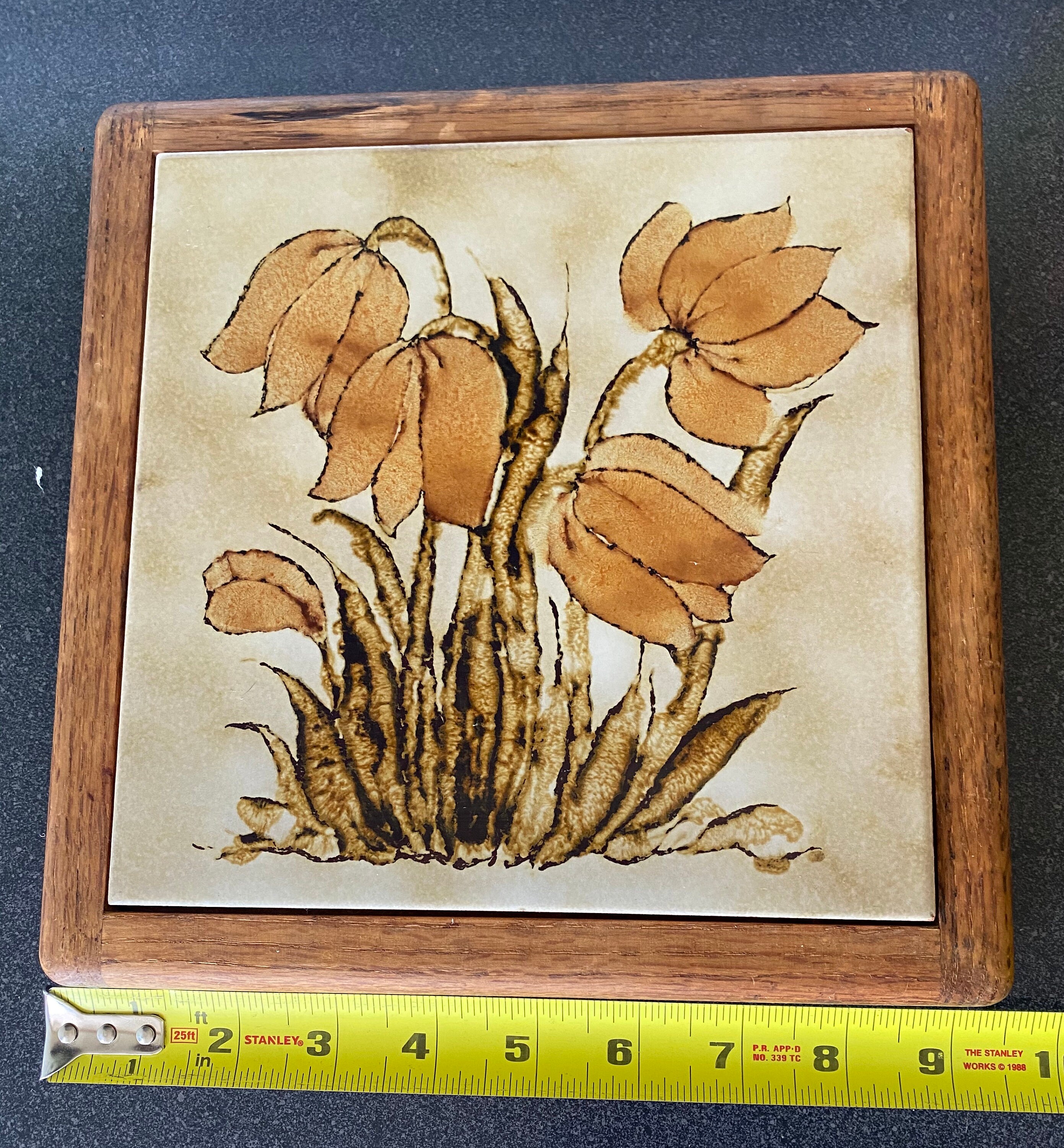 Vintage Ceramic Tile Hot Plate With Tulips - Etsy