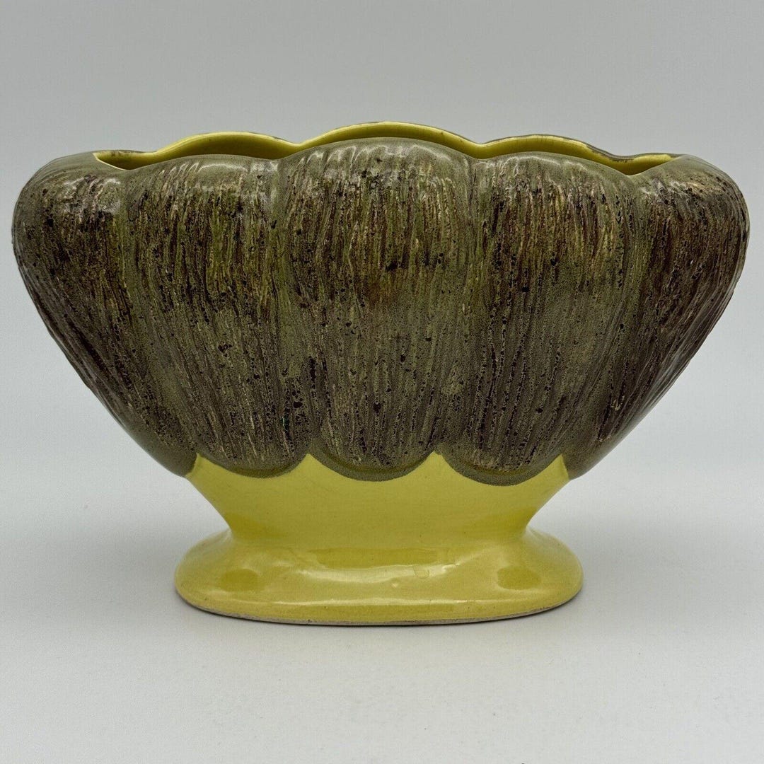 VTG 1950s Aborn California Pottery Planter H-6 Lime Green Base Tree ...