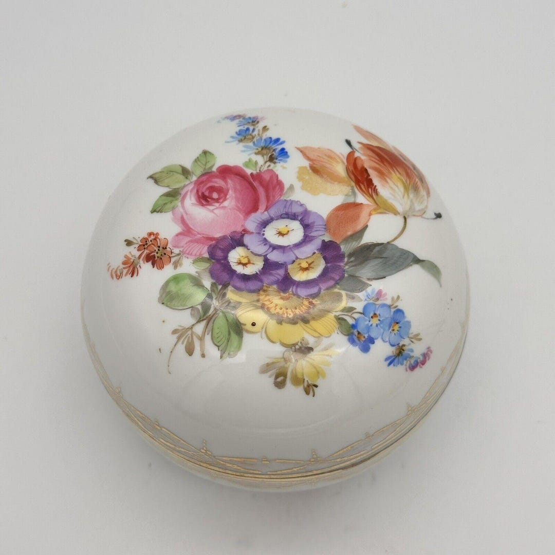 Antique German Meissen Porcelain Floral Bouquet Trinket Jewelry Gift ...