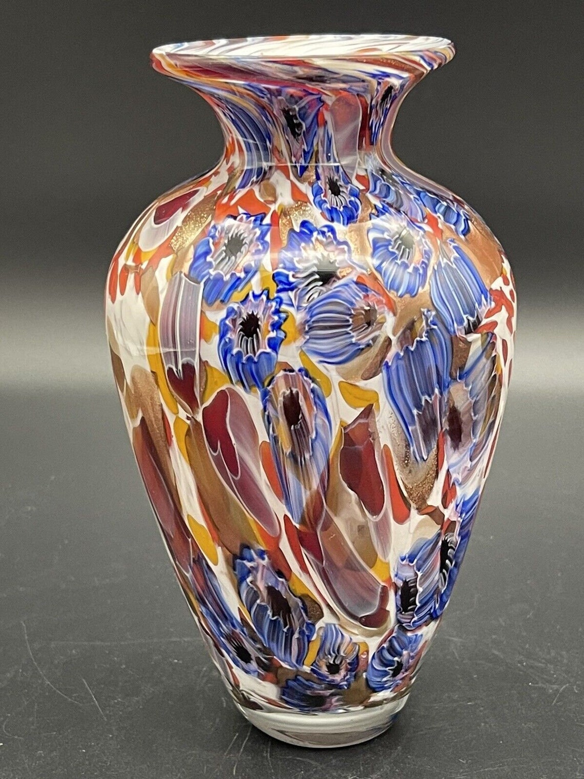 Hand Blown Art Glass Vase Signed August Hueter New York 98 Vibrant ...