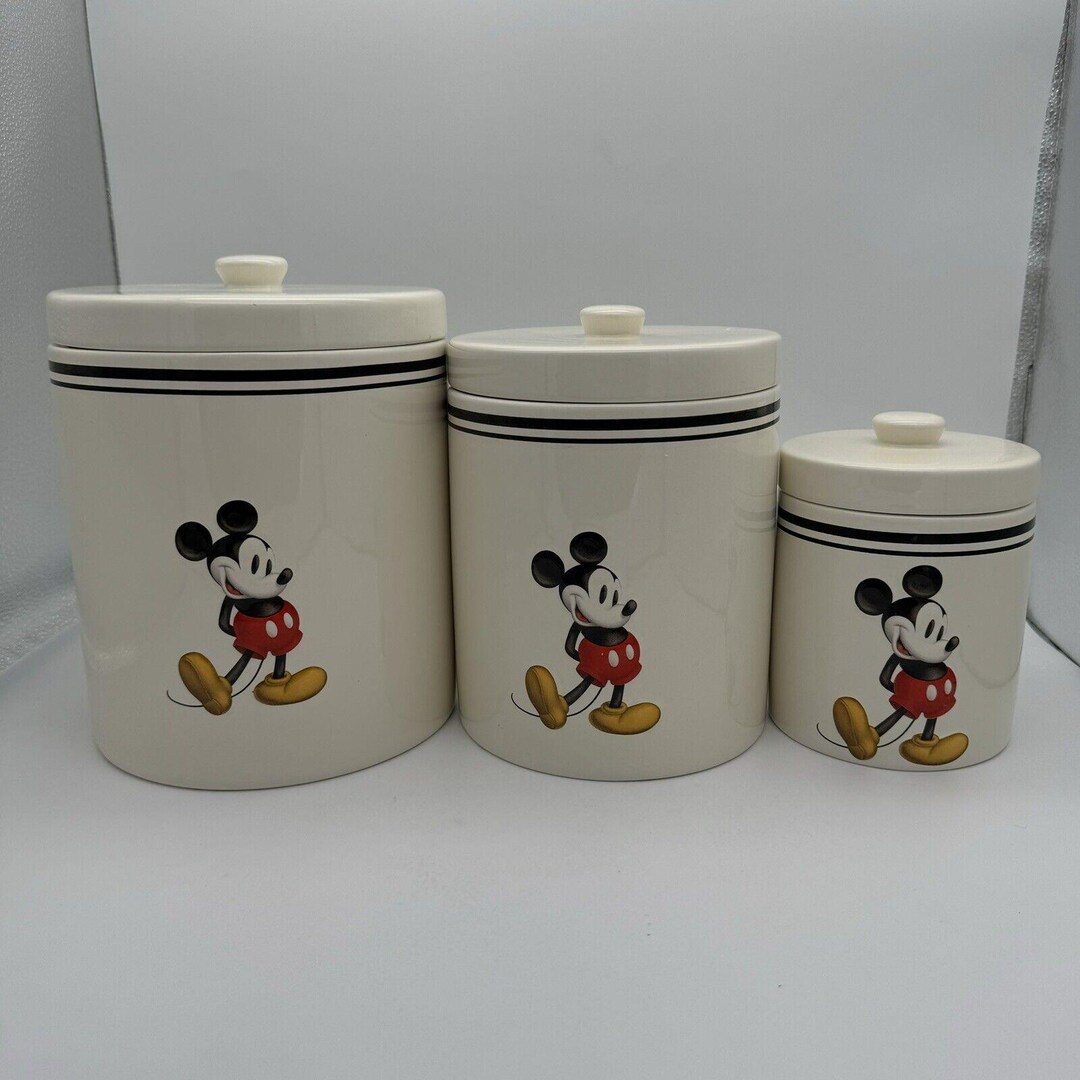 Disney Mickey Mouse Canister Cookie Jar Set of 3 Mickey Mouse & Friends ...
