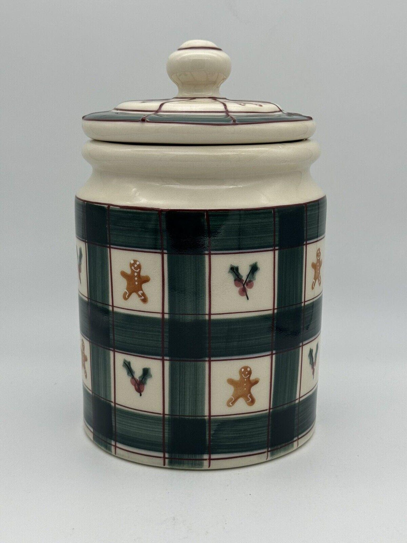 Hartstone Pottery Gingerbread Plaid Three Quart Cookie Jar Canister ...