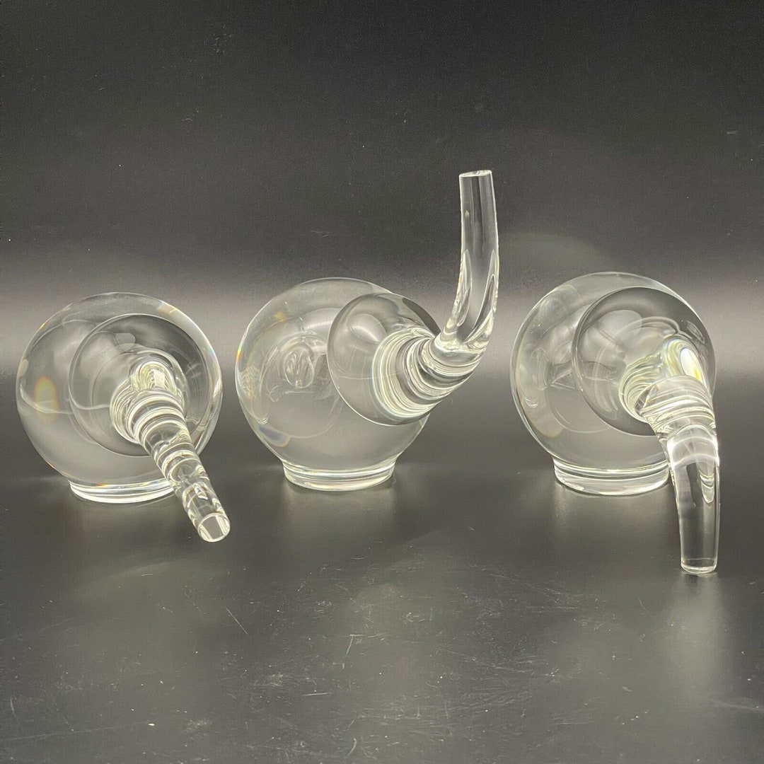 Vintage Steuben Crystal Art Glass Elephant Pachyderm Figurines by Paul ...
